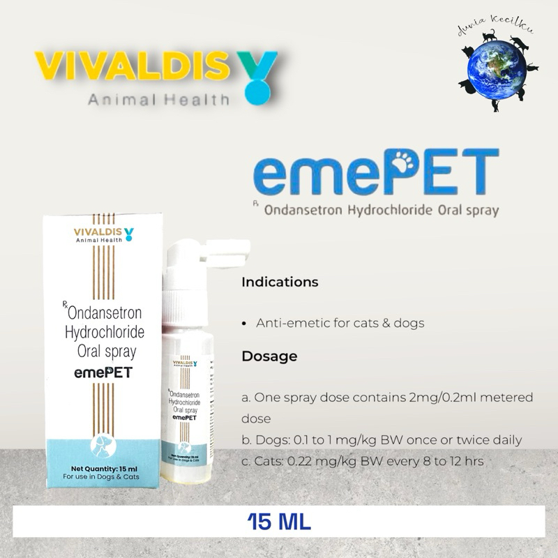 Jual Vivaldis Emepet Oral Spray Anti Muntah Untuk Kucing Anjing (15 ML ...