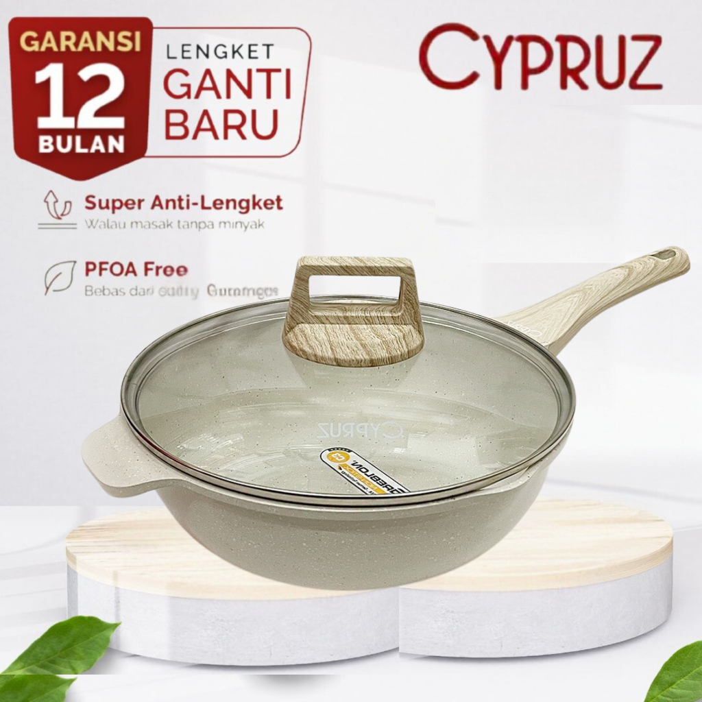 Jual Cookware Cypruz Fry Wok Pan Penggorengan Cyprus White Granite ...