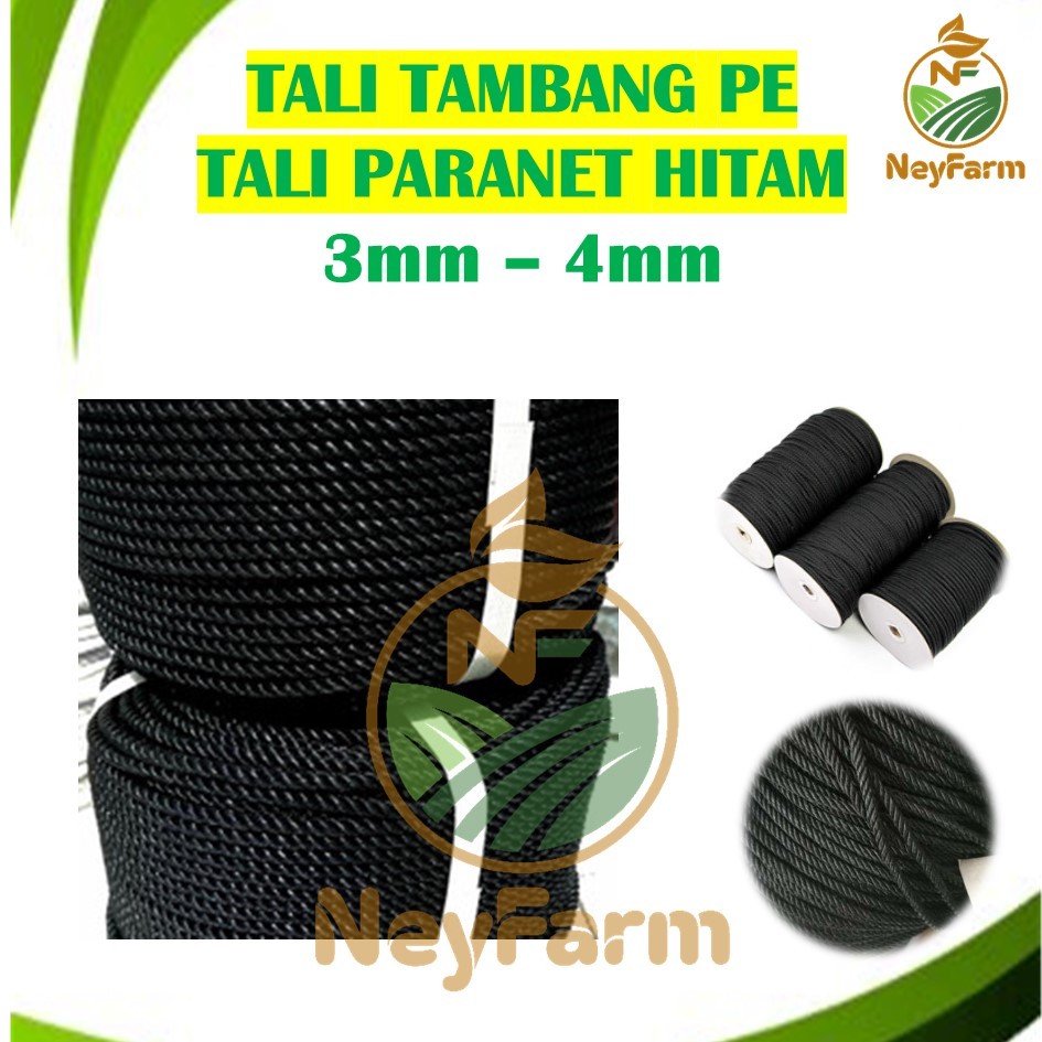 Jual 5 Meter Tali Tambang Hitam 3mm 4mm Tali Paranet Tali Serbaguna ...
