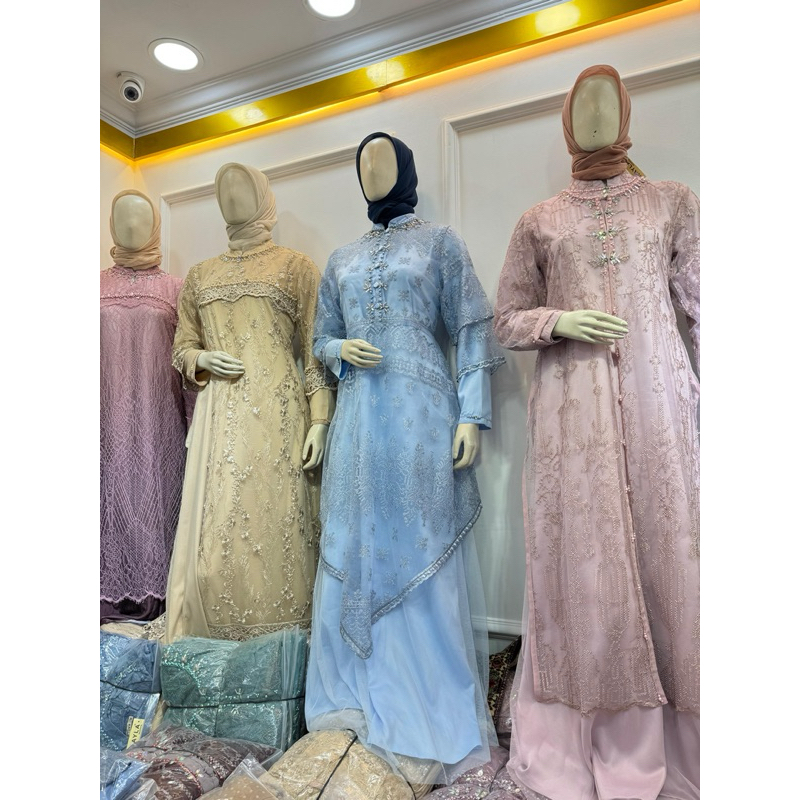 Jual Naura Dress Kondangan Pesta Model Mewah Bahan Satin Roberto Cavali Mix Organza Motif ...