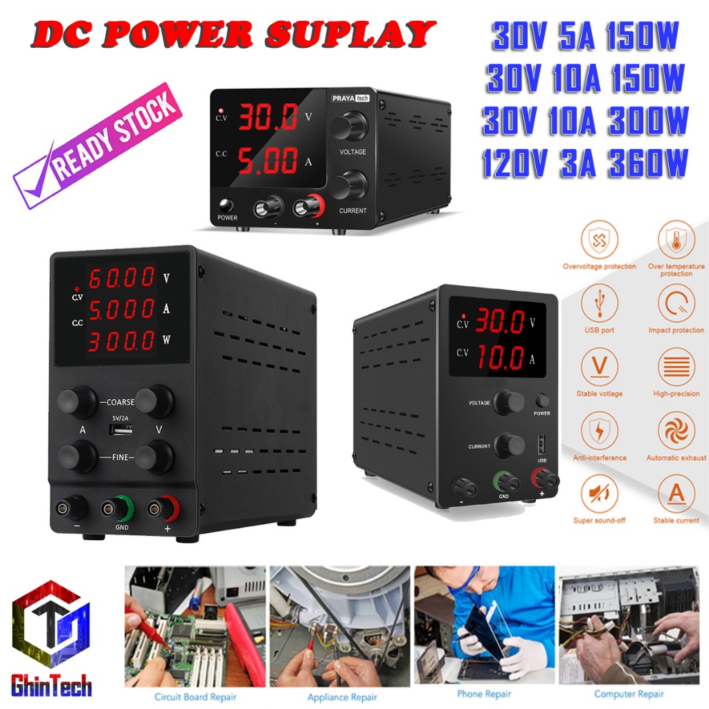 Jual Power Supply DC Tegangan Variable 30V 120V 3A 5A 10A Adjustable ...