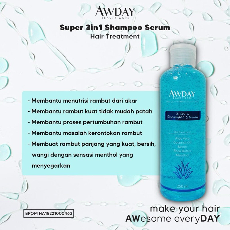 Jual PAKET MURAH AWDAY SHAMPOO 250ML & HAIRCREAM TANPA BILAS 100ML ...
