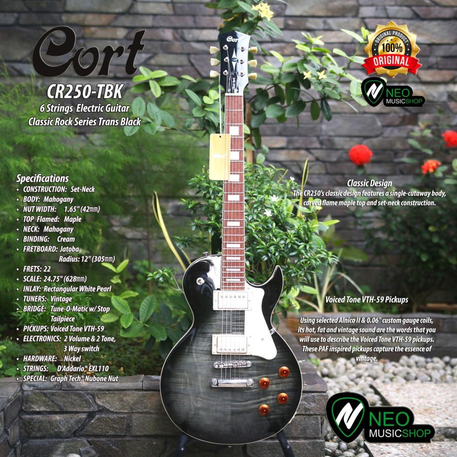 Jual Cort CR250 TBK Trans Black 6 Strings Electric Guitar | Shopee ...
