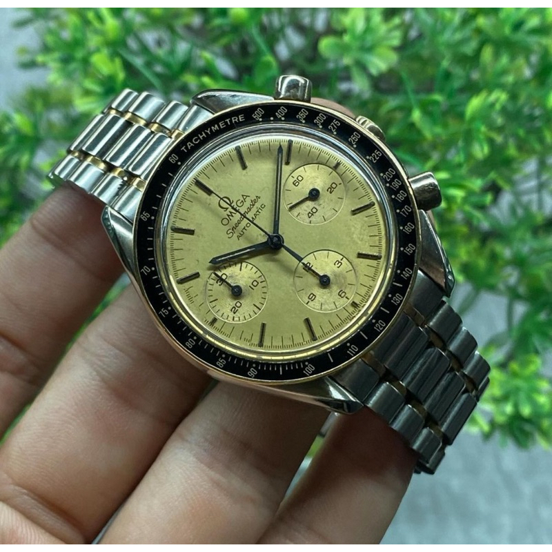 Jual Omega Speedmaster Reduced Chronograph Gold Dial Two Tone Automatic ...