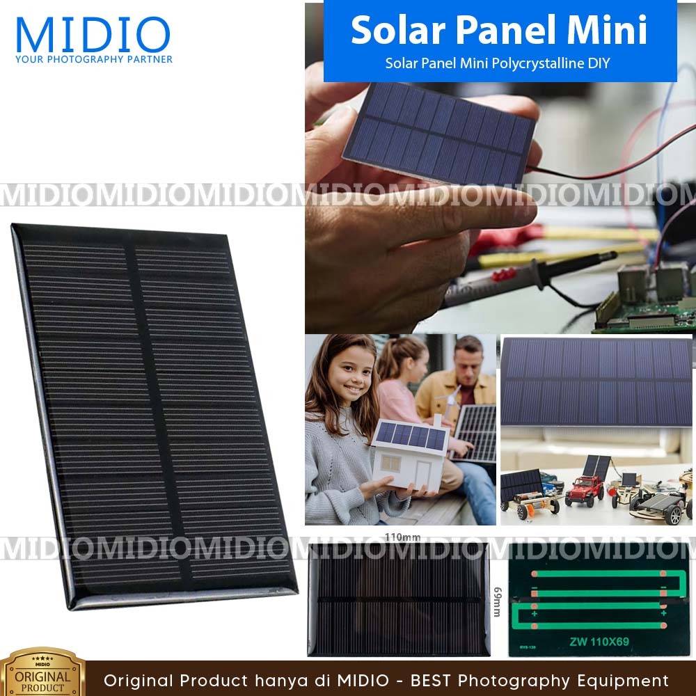 Jual Solar Panel Mini Polycrystalline DIY Power Bank 5V 1.1W 220mA ...