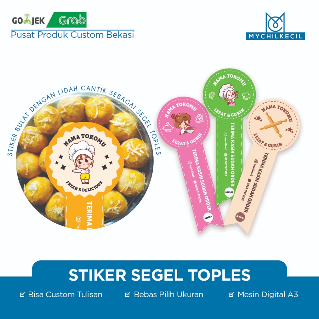 Jual Cetak Stiker Segel Botol Custom / Sticker Segel Toples Kue Kering ...