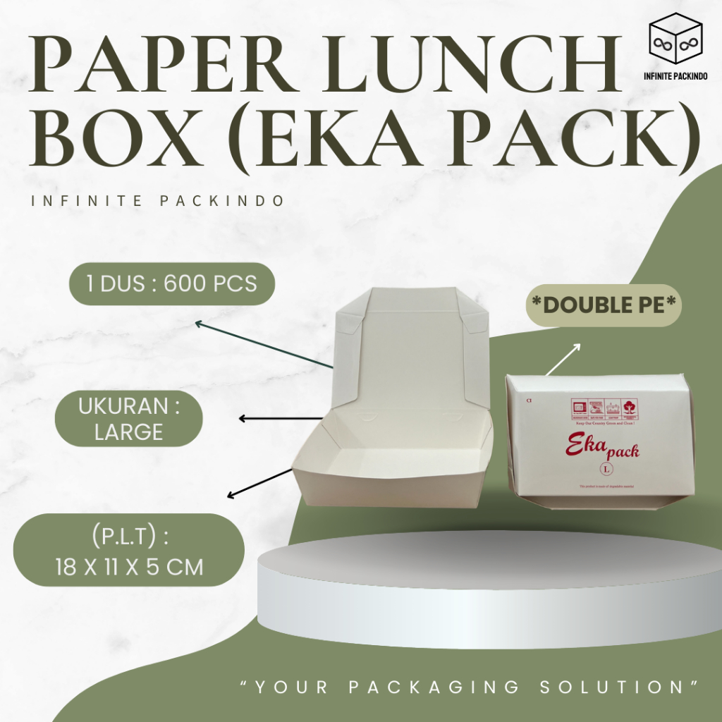Jual (ISI 50 PCS) Paper Lunch Box Large Eka Pack / Kotak Makan Kertas ...