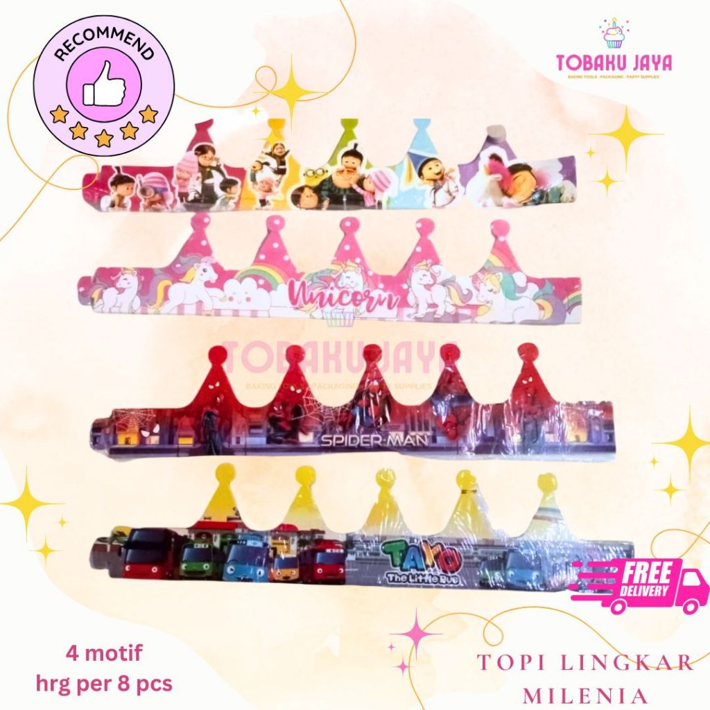 Jual Topi Ultah Mahkota Karakter/ Topi Lingkar HBD Nama / Topi Ultah ...