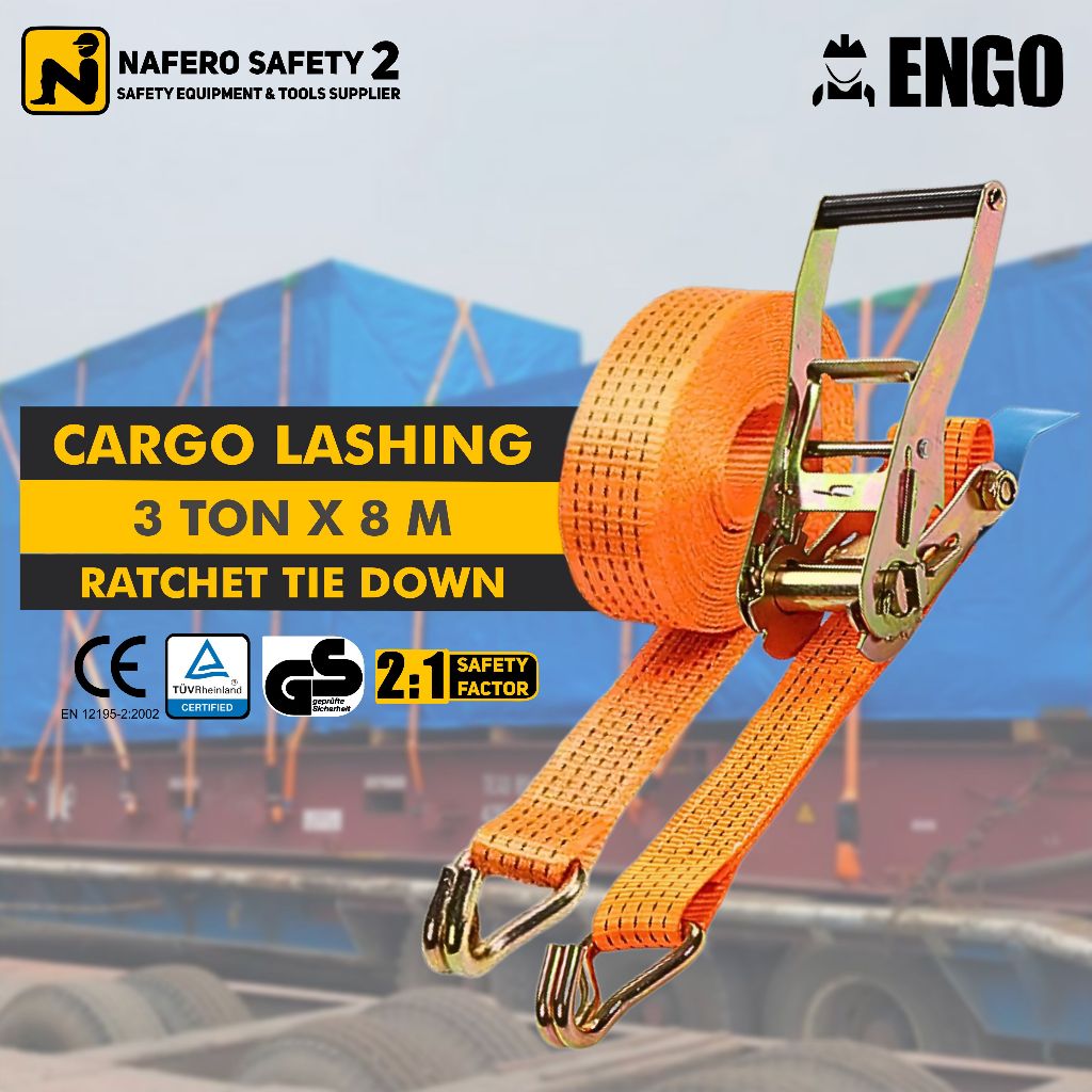 Jual ENGO Cargo Lashing 3 TON WEBBING Belt panjang tali 8-12 Meter ...