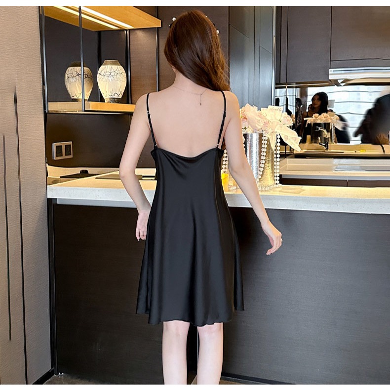 Jual RV® Gaun Tidur Wanita Tali Ikat Depan Dengan Bahan Sutra Tipis ...