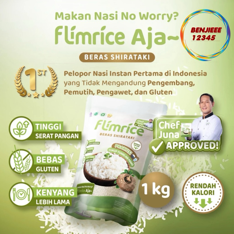 Jual (1 kg) Flimrice Nasi Shirataki Pouch 1 kg rice flimrice 1kg ...