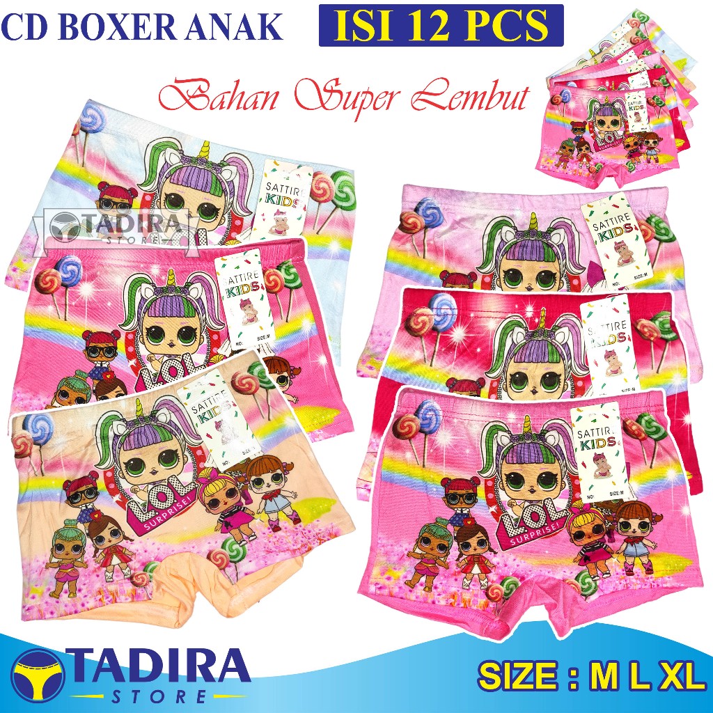 Jual 12 Pcs Celana Boxer Anak Perempuan Gambar Kartun Celana Dalam Anak ...