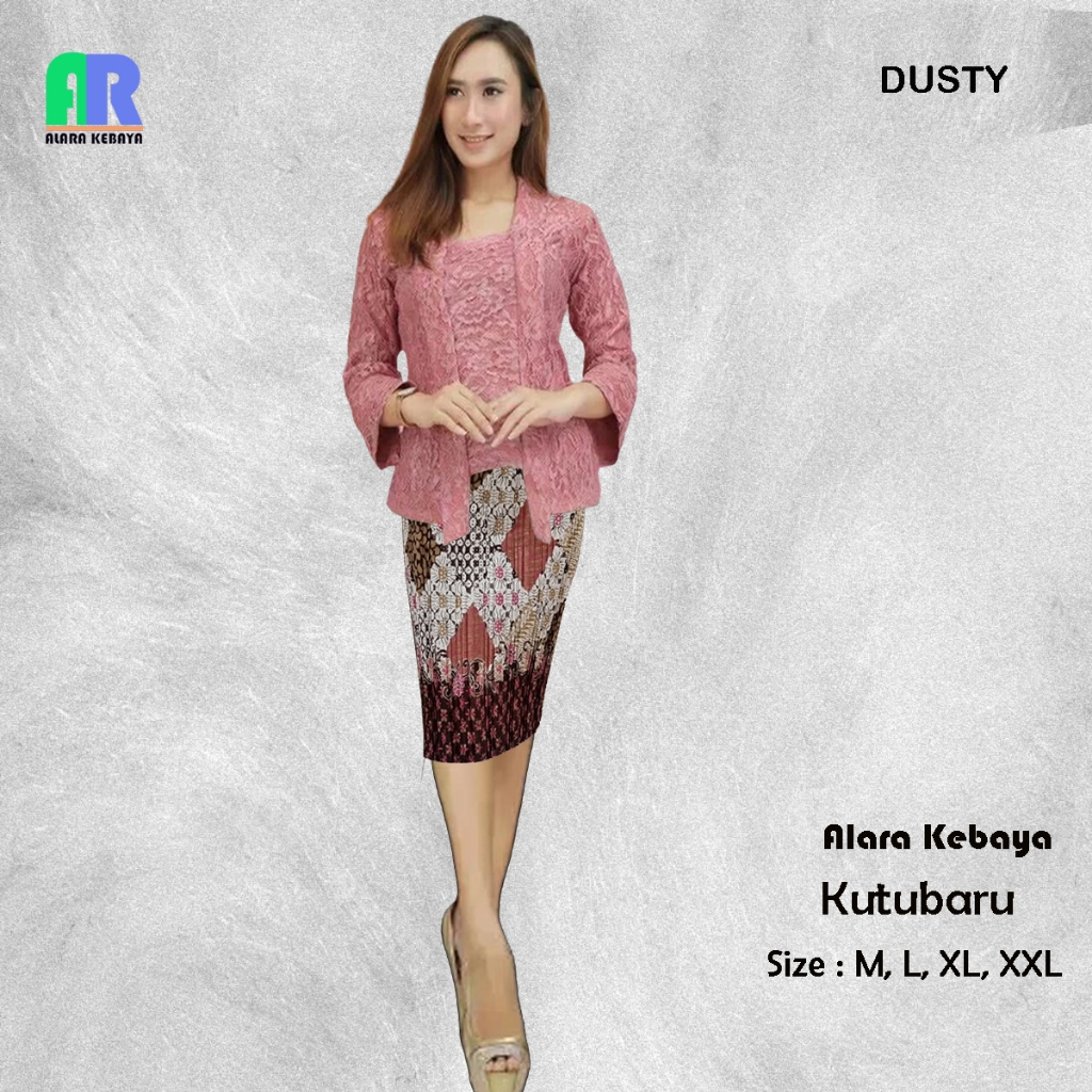 Jual Kebaya Kutubaru Remaja Setelan Rok Plisket Pendek Pesta Kondangan Kebaya Natal Brokat ...