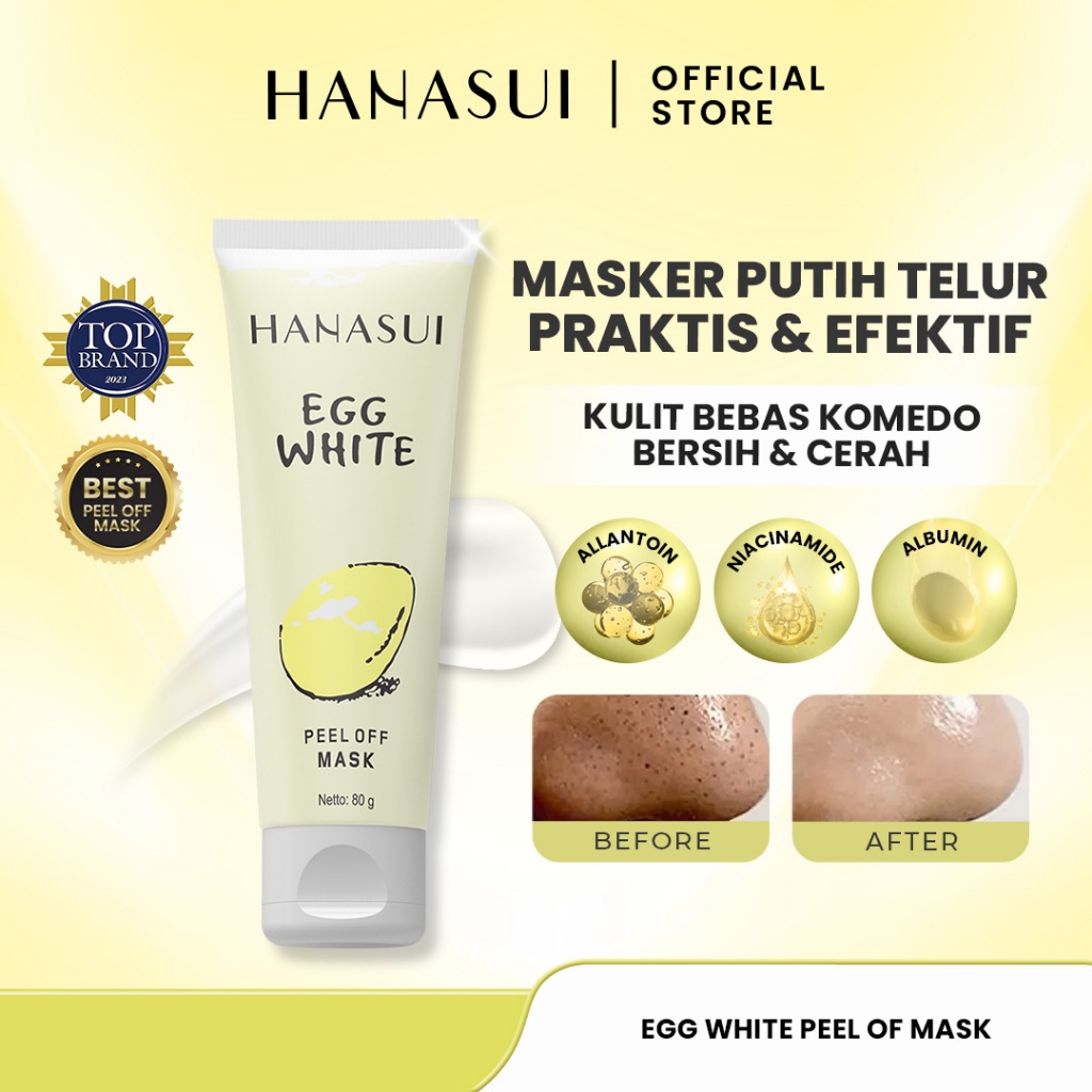 Jual Hanasui Peel Off Mask Egg White - Masker Telur Praktis & Efektif ...