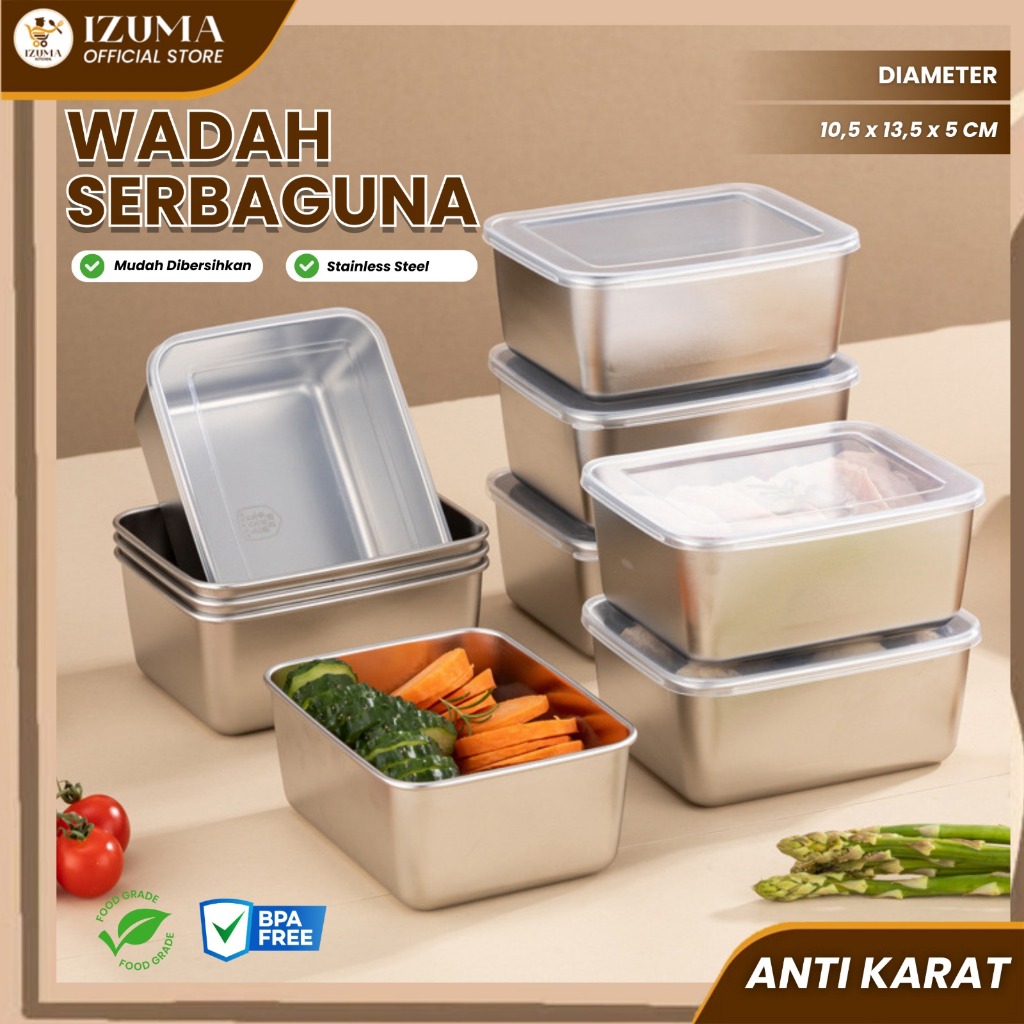 Jual IZUMA Food Box Persegi Tempat Makanan Stainless Microwave Food ...
