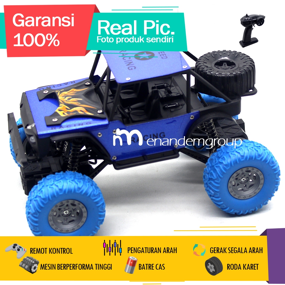 Jual Mainan Mobil Remot Kontrol RC Offroad Climbing Jeep Racing Besi Metal Batre Cas LED ...