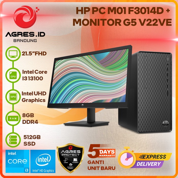 Jual HP PC M01 F3014D I3 13100 8GB 512GB + 21.5" MONITOR G5 V22VE | Shopee Indonesia