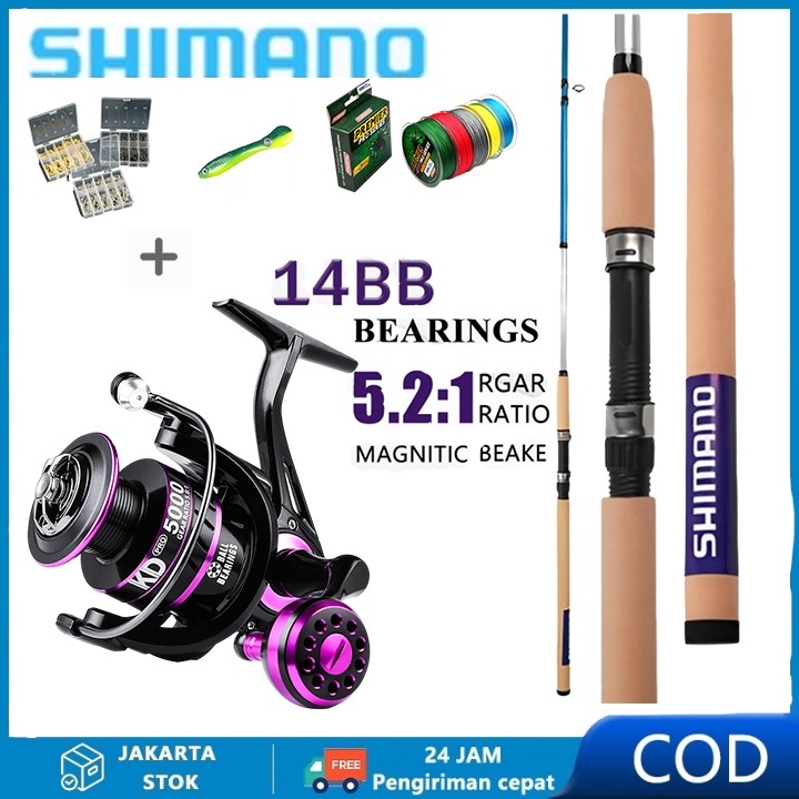 Jual Max drag 30kg Joran pancing Set Spinning Fishing Rod with 5.2:1 Reel Combo for Bass with ...