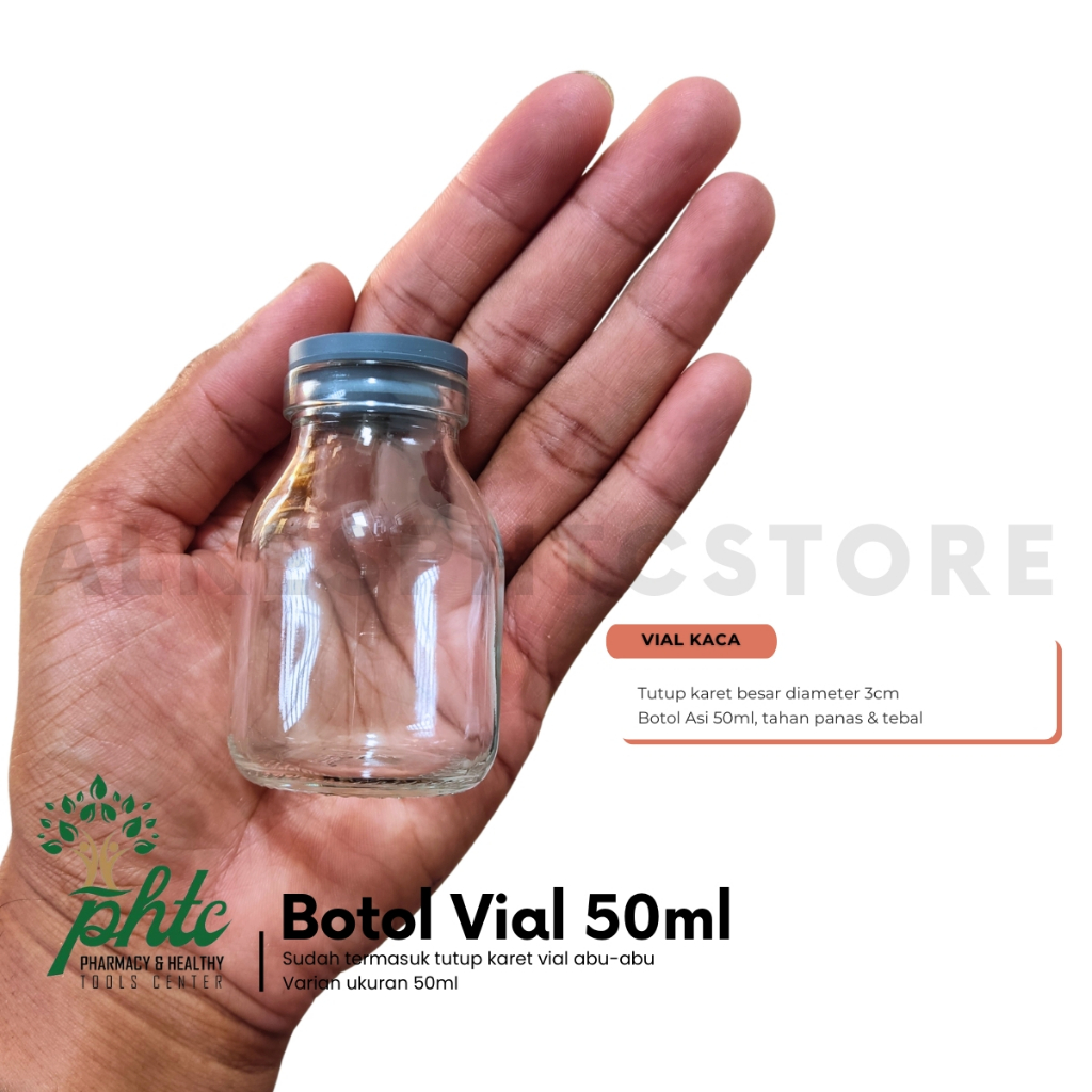Jual BOTOL VIAL 50ml l BOTOL ASI 50ml l BOTOL KACA 50 ML TUTUP KARET ...