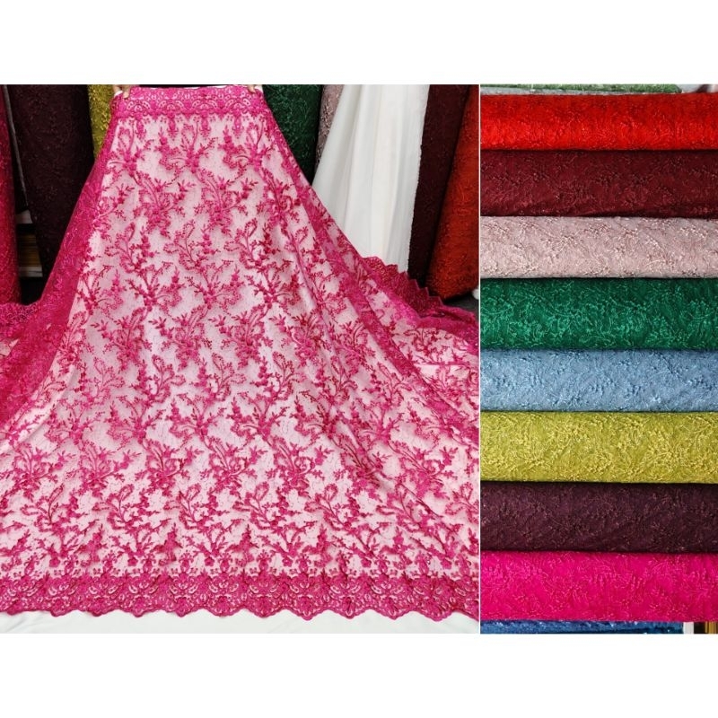 Jual Kain/Bahan Tile turin spangle.tile kebaya.tile bordir.bahan brukat ...