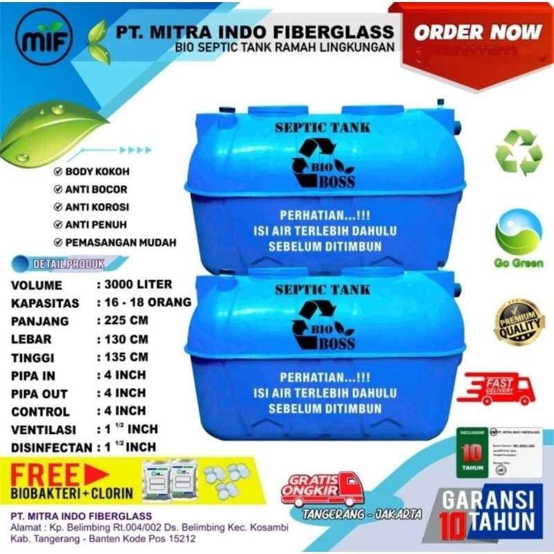 Jual septic tank 3000 liter.Biotech,Biofil,Biotank,Bioboss | Shopee ...