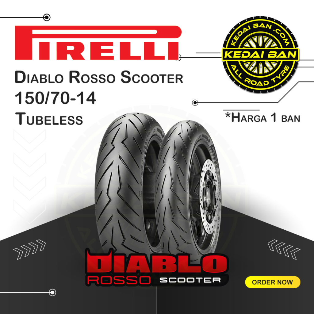 Jual Ban Pirelli Diablo Rosso Scooter TL 150/70-14 | Shopee Indonesia