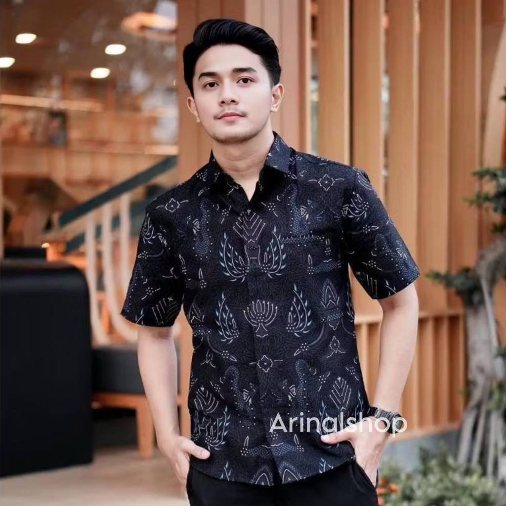 Jual Baju Batik Pria Lengan Pendek Motif Mataram Seragam Kantor Model ...