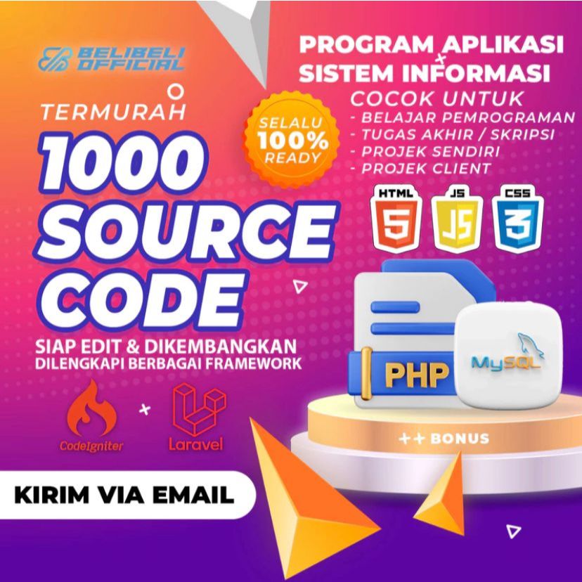 Jual 1000 Source Code PHP MySQL - Program Aplikasi Sistem Informasi Berbasis Web Codeigniter ...