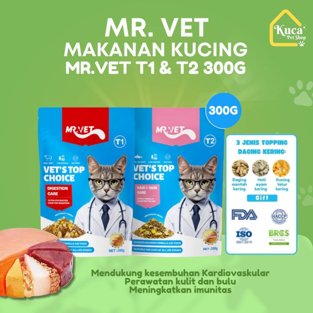 Jual Mr. Vet Makanan Kucing Kering Mr.Vet T1 Digestive dan Vet T2 Hair ...