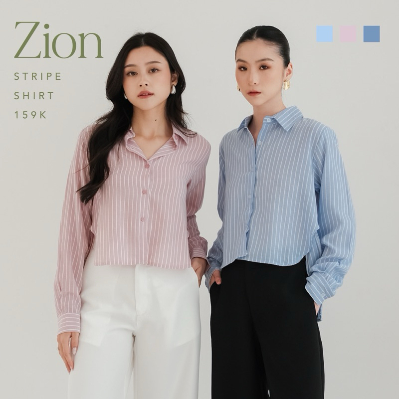 Jual Zion Stripe Shirt --Ocha Wear x With Ovisa x Wear Micha | Kemeja ...