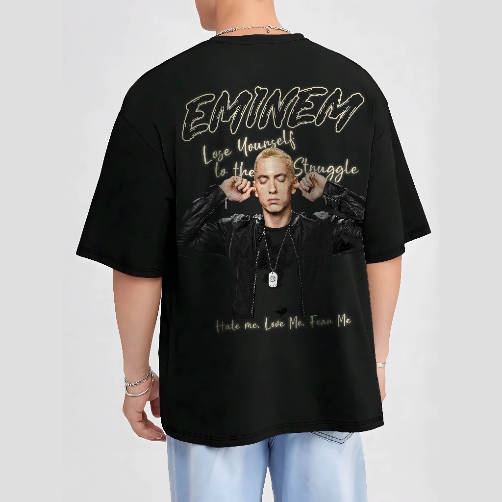 Jual Surfinclo Oversized T-Shirt Black Streetwear Rapper Eminem Cotton ...