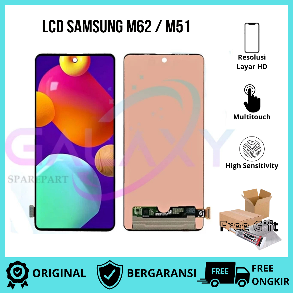 Jual LCD TOUCHSCREEN SAMSUNG GALAXY M62 / M51 SUPER ORIGINAL PRODUK BERGARANSI FREE DUS + LEM ...