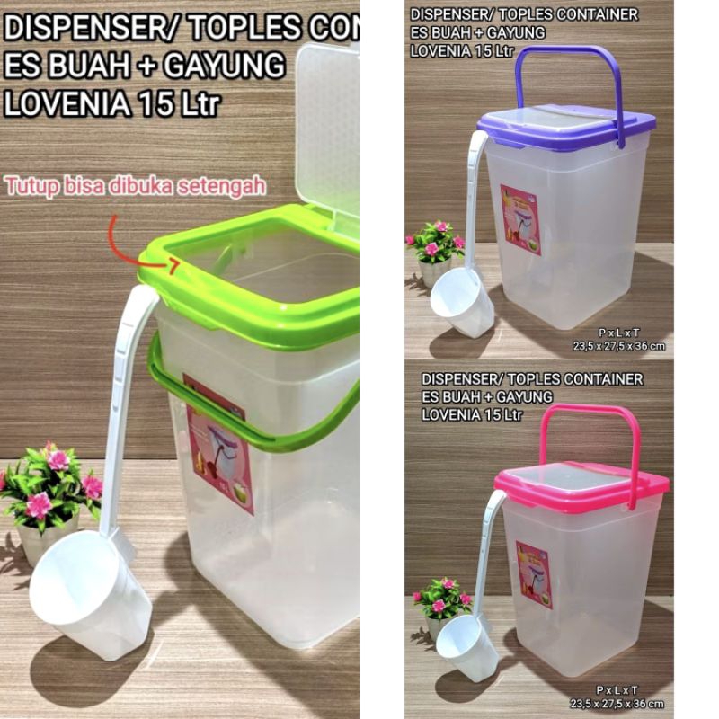 Jual Dispenser / Toples Container Es Buah + Gayung Lovenia 15L ...