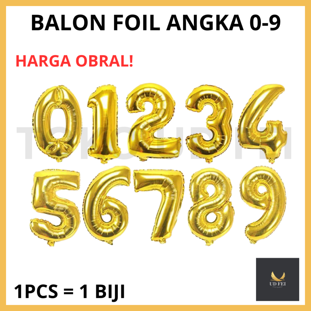 Jual (OBRAL) - (1 BIJI) Baloon FOIL ANGKA/ BALON FOIL/ Baloon angka ...