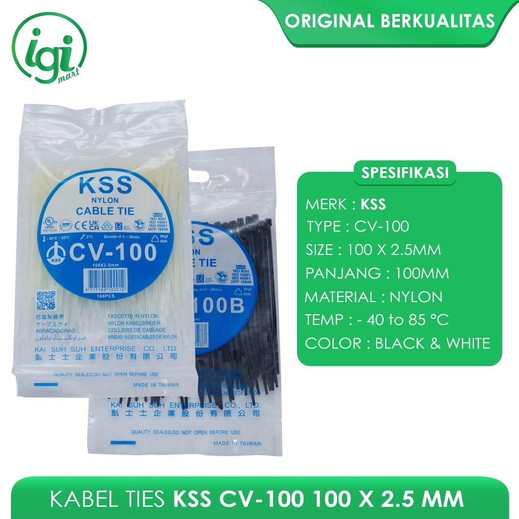 Jual KSS CABEL TIE CV100 100 x 2.5 NYLON KABEL TIES KSS 100X2.5MM PENGIKAT KABEL TIS 10CM ...