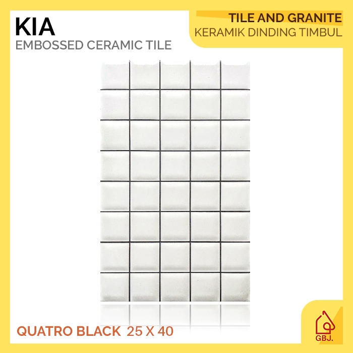 Jual KERAMIK KIA 25 X 40 QUATRO BLACK / KERAMIK DINDING TIMBUL GLOSSY ...