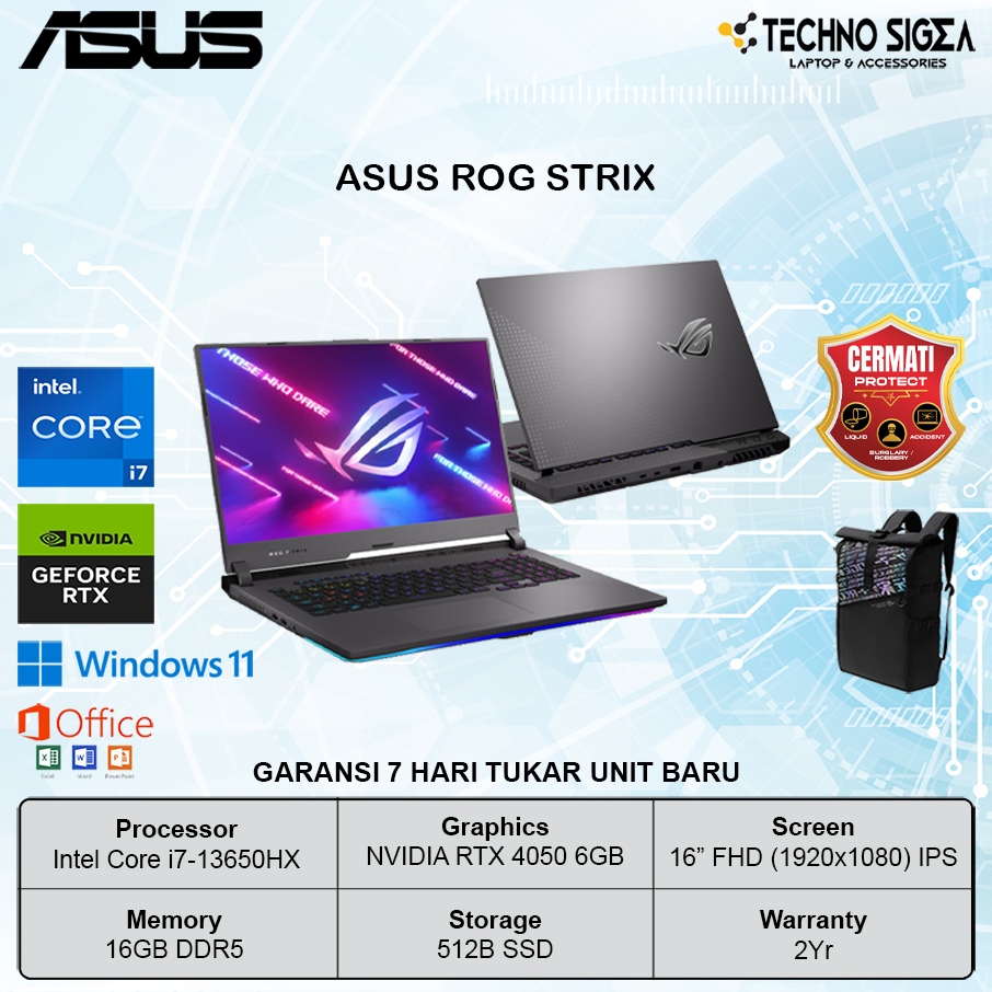 Jual ASUS ROG Strix G16 G614JU i7 13650HX RTX4050 16GB 512GB 16.0 FHD ...