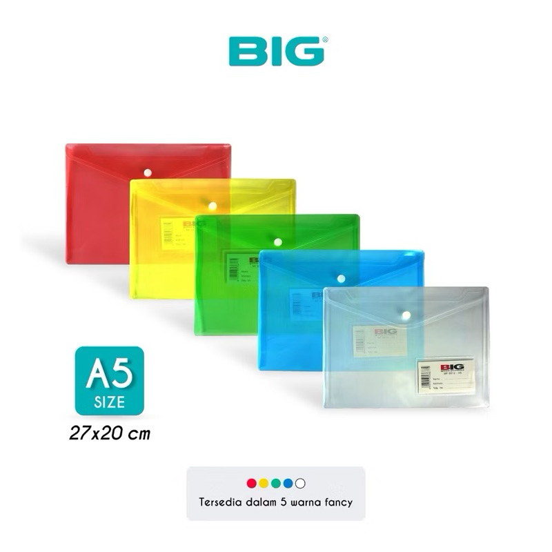 Jual Map Kancing 1 Plastik BIG Map Dokumen Kancing 1 Transparan A5 8812 ...