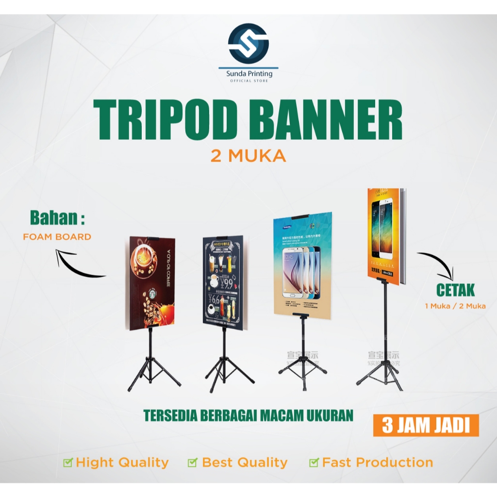 Jual TRIPOD BANNER | FOAM BOARD | POSTER BOARD | CUSTOM 2 MUKA TANPA ...