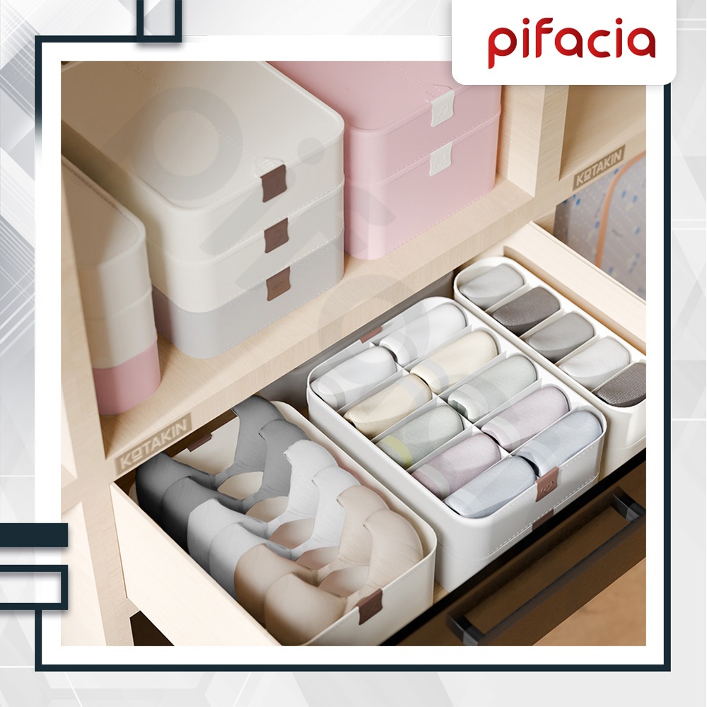 Jual PIFACIA Storage Box Tertutup Sekat Penyimpanan Underware Kaus Kaki ...