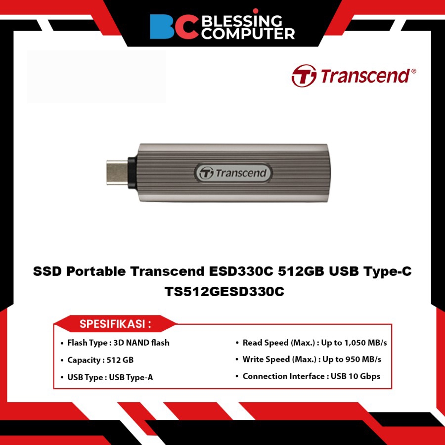 Jual SSD Portable Transcend ESD330C 512GB USB Type-C TS512GESD330C ...
