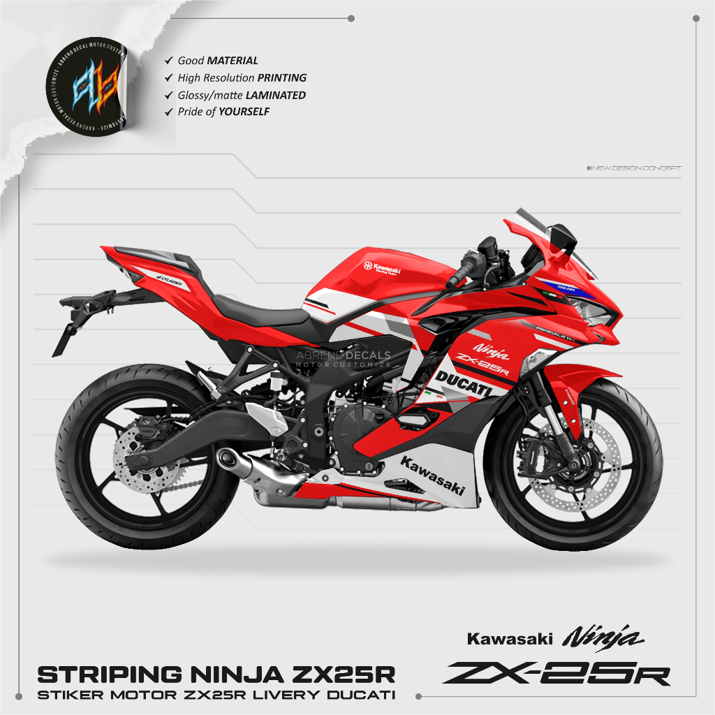 Jual STRIPING ZX25R LIVERY GRAFIS DUCATI / STIKER MOTOR KAWASAKI NINJA ...