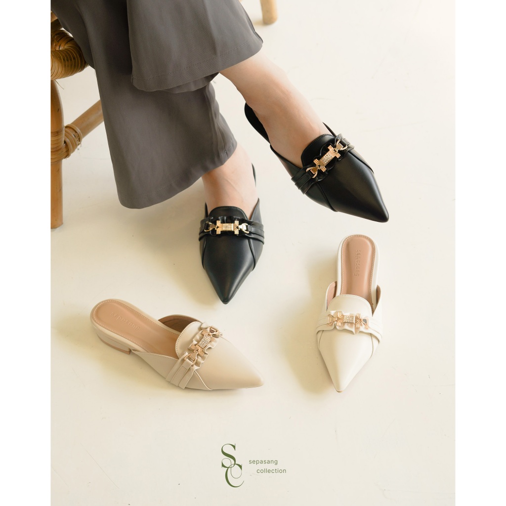 Jual SEPASANG COLLECTION Chelsea Mules Wanita Heels Hak 3 Cm | Shopee ...