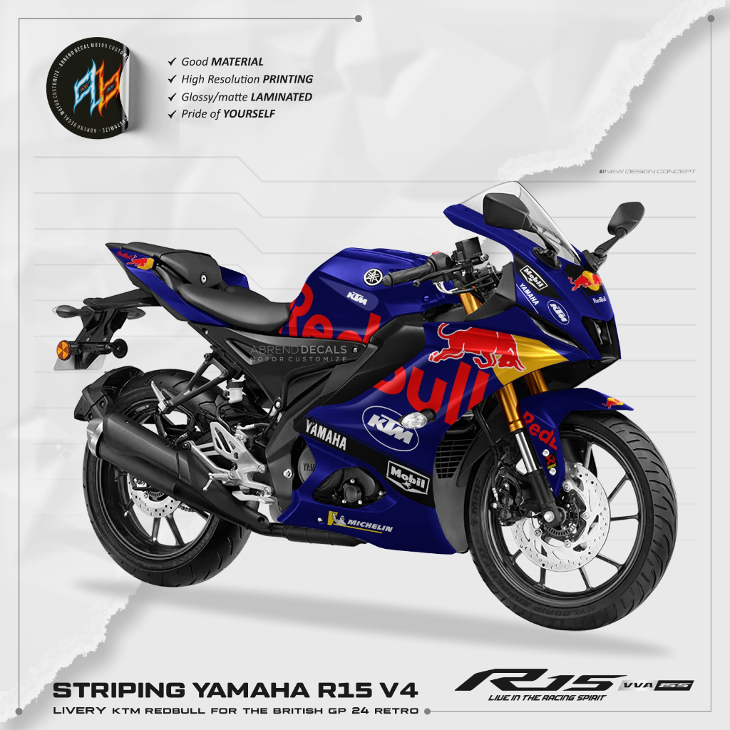 Jual STRIPING R15 V4 LIVERY BRITISH GP REDBULL / STIKER MOTOR YAMAHA ...