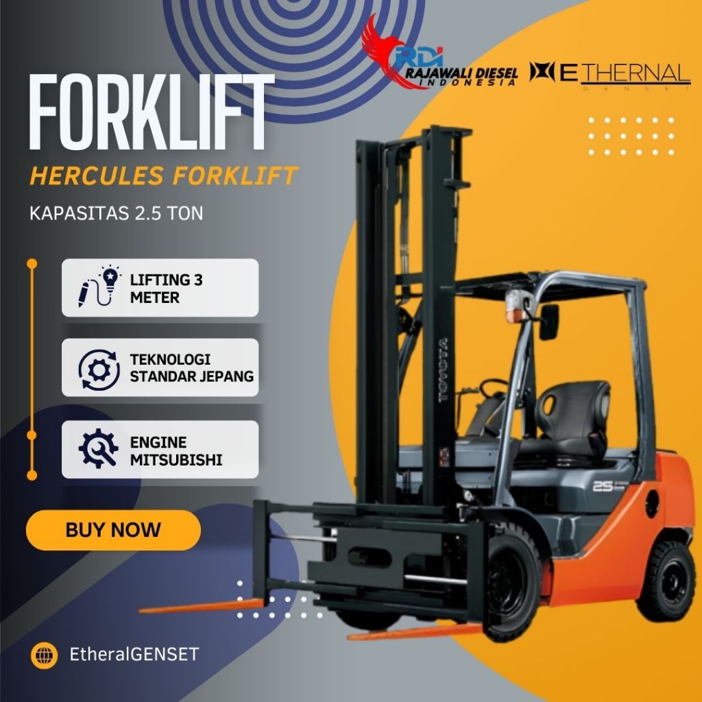 Jual FORKLIFT HERCULES 2.5 TON | ENGINE ISUZU LIFTING 3 METER | Shopee ...