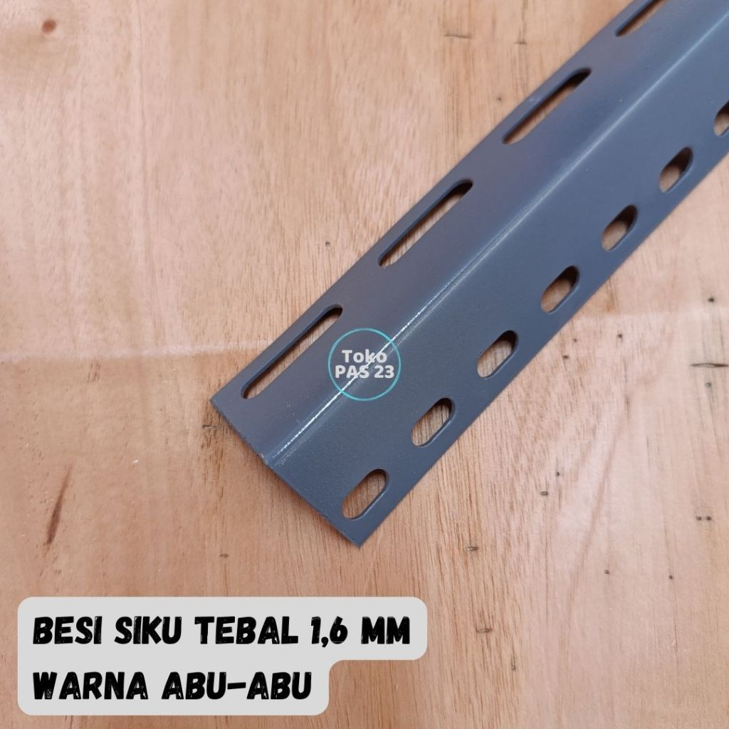 Jual Besi Siku Lubang Tebal 1.6mm 1.6 mili Warna Abu-Abu Besi Siku Bahan Rak Ukuran Cek di ...