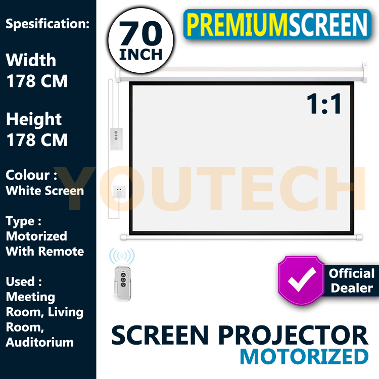 Jual Layar Proyektor 70 inch Rasio 1:1 Motorized - Screen Projector ...