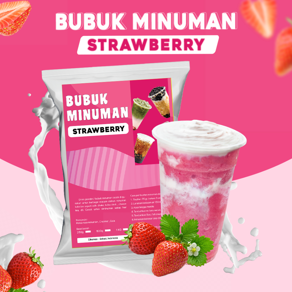 Jual BUBUK MINUMAN RASA STRAWBERRY / SERBUK MINUMAN RASA STRAWBERRY ...
