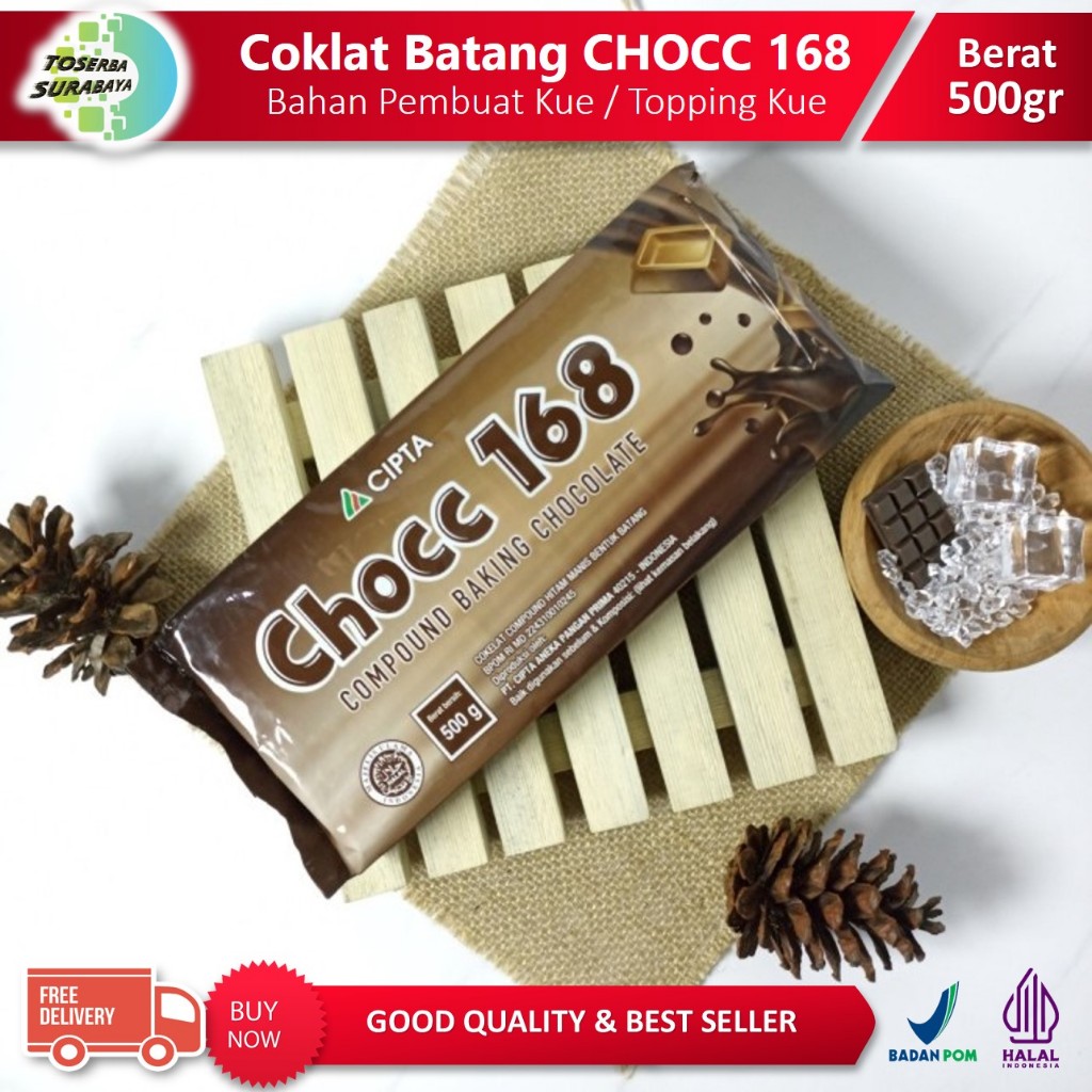 Jual Cokelat Batang CHOCC 168 Kemasan 500gr / Coklat Blok Masak ...