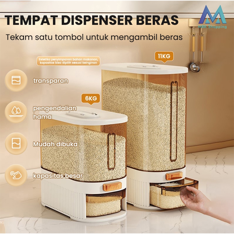 Jual Dispenser Beras 6 KG dan 11 KG Food Grade Seal Rice Bucket Anti ...